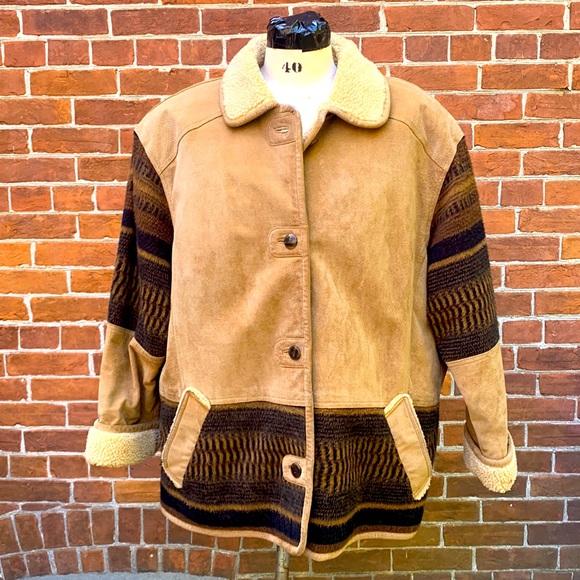 Novelti | Jackets & Coats | Vintage Suede Shearling Style Sherpa Lining ...